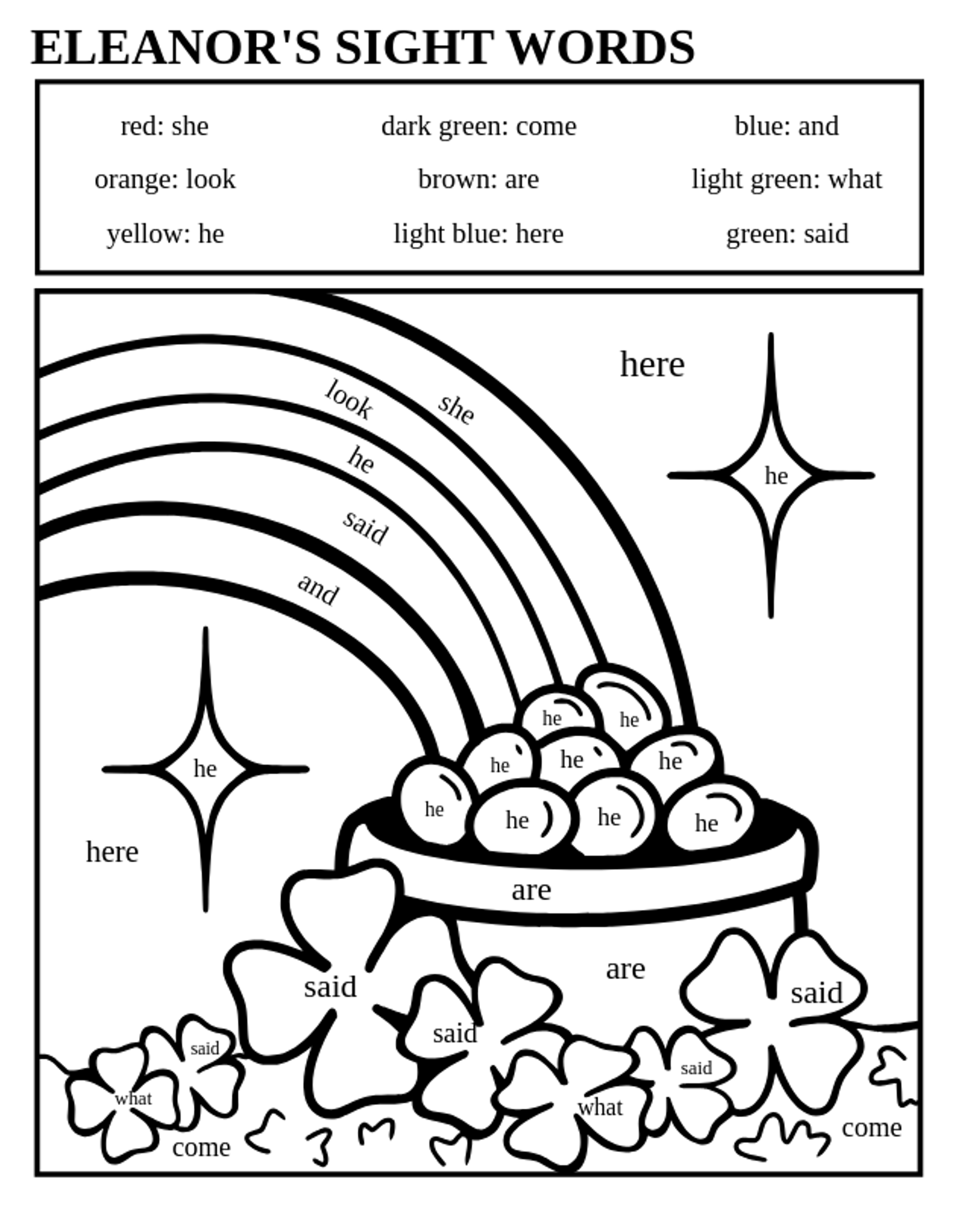 sight word coloring pages generator